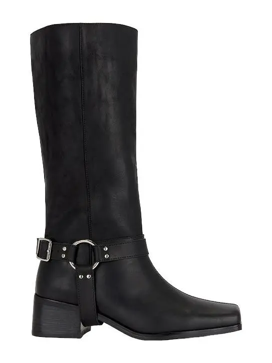NAKEDVICE The Reese Moto Boot In Black - Black Waxy Oiled Leather