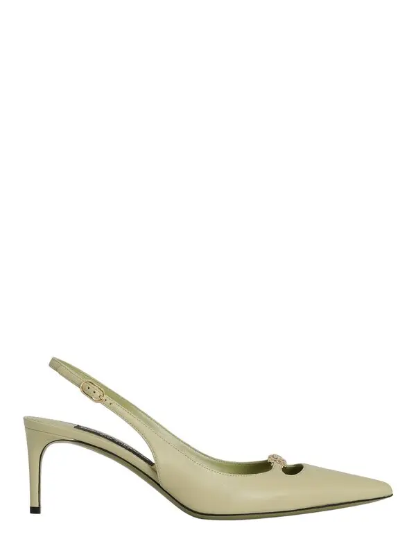 Dolce & Gabbana Lollo Silk Nappa Leather Slingback - Green