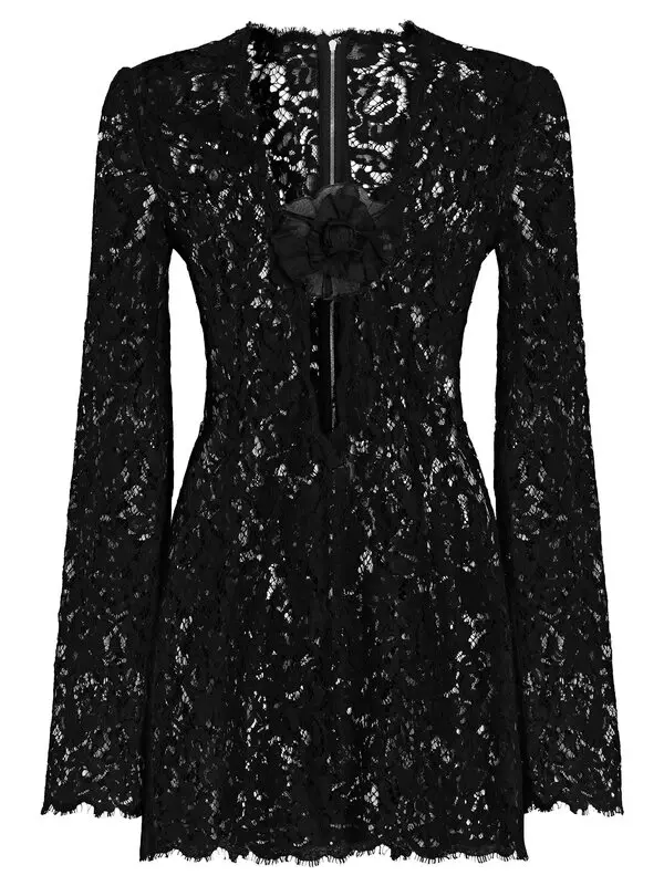 Dolce & Gabbana Short Cordonetto Lace Dress - Black