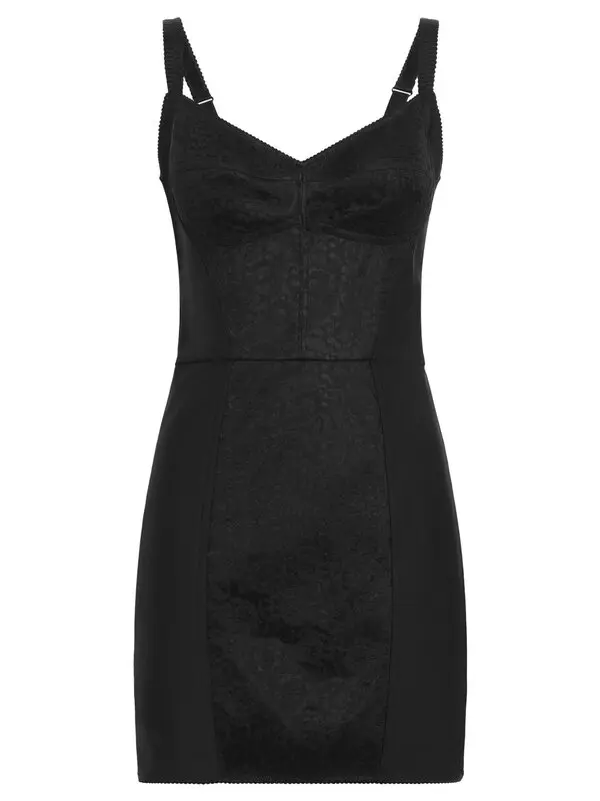 Dolce & Gabbana Sheath Dress In Stretch Fabric And Lace - Black