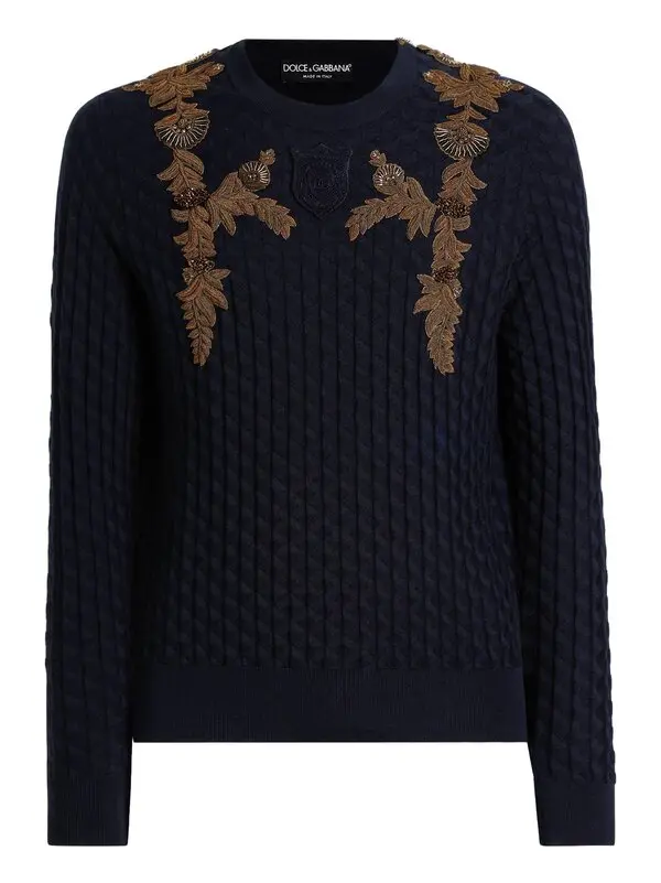 Dolce & Gabbana Micro-dot Stitch Silk Pullover - Blue