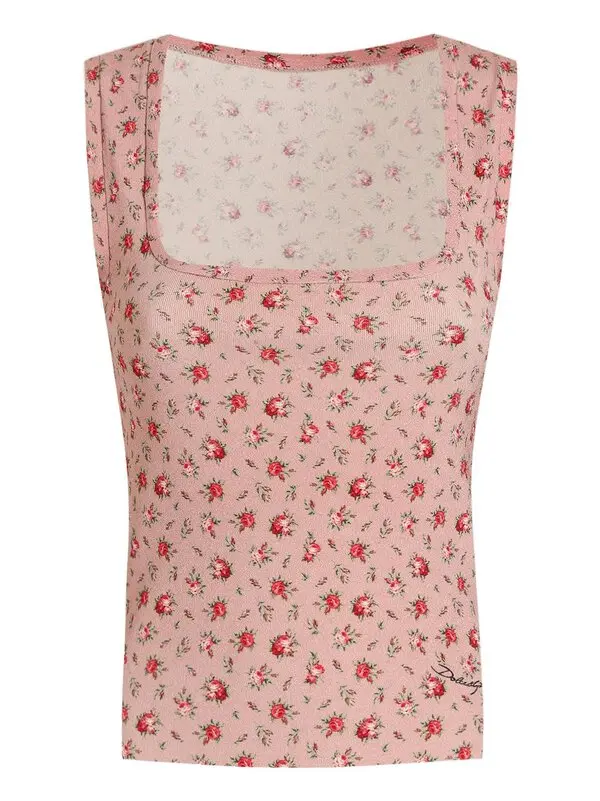 Dolce & Gabbana Small Rose-print Viscose Tank Top - Multicolor