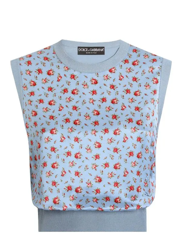 Dolce & Gabbana Rose-print Silk Tank Top - Multicolor