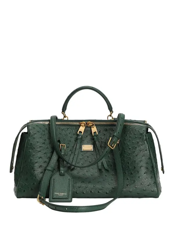 Dolce & Gabbana Vittoria Ostrich Leather Handbag - Green
