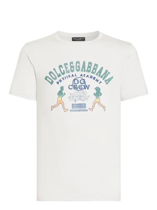 Dolce & Gabbana Cotton T-shirt With Print And Embroidery - Grey