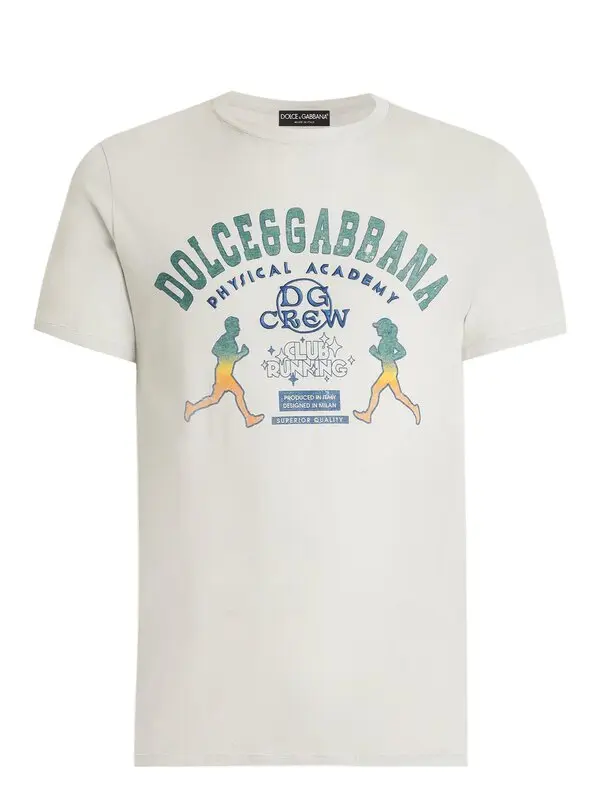 Dolce & Gabbana Cotton T-shirt With Print And Embroidery - Grey