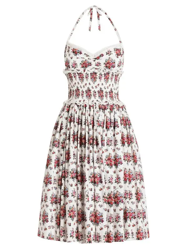 Dolce & Gabbana Flower Bouquet-print Poplin Dress - Multicolor