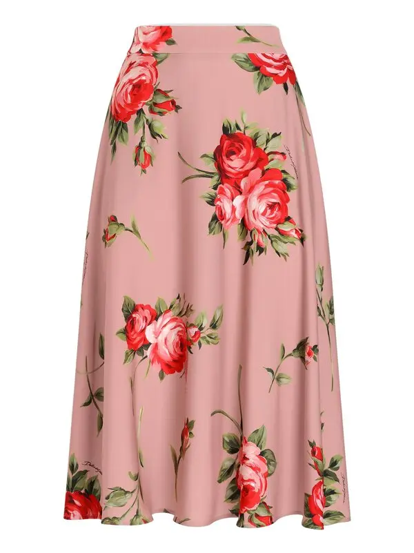Dolce & Gabbana Rose Bouquet-print Midi Skirt - Multicolor
