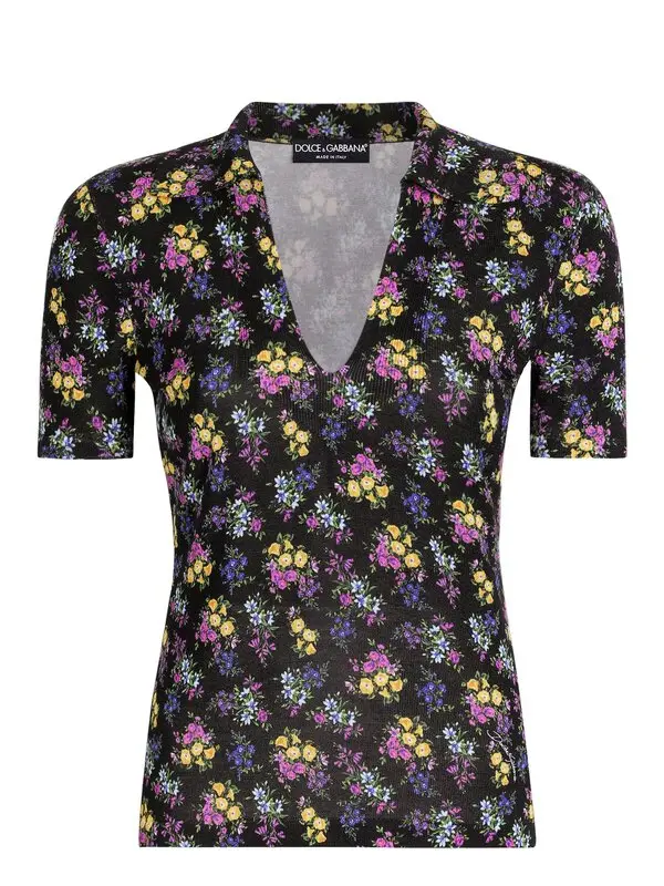 Dolce & Gabbana Small Floral-print Silk Pullover - Multicolor