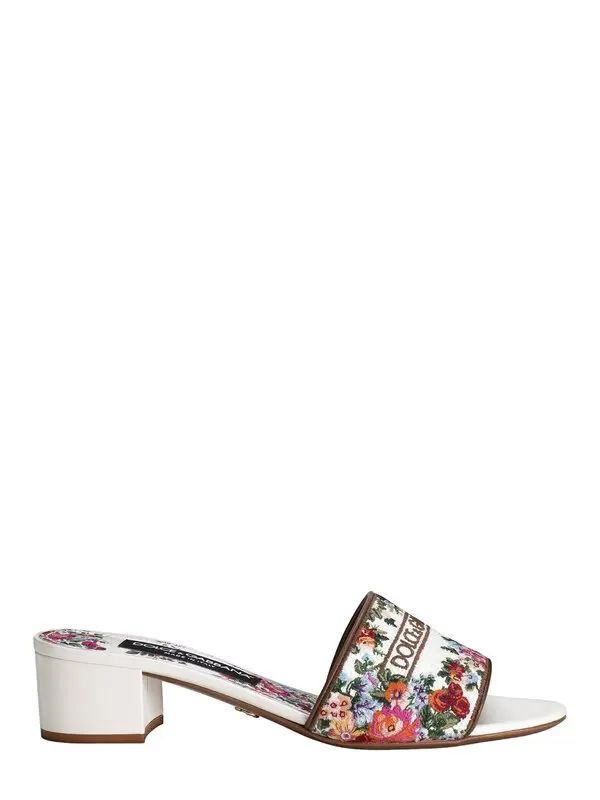 Dolce & Gabbana Nappa Leather Mules With Embroidery - White
