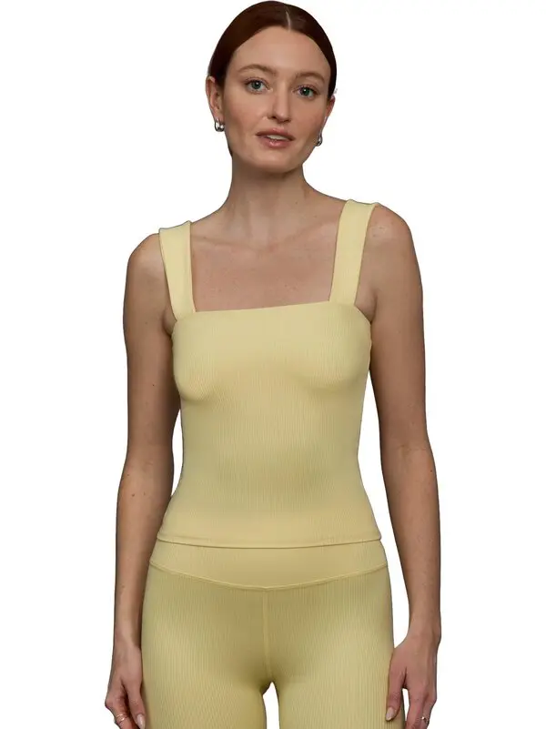 Carbon38 Ribbed Melt Square Neck Tank - Banana