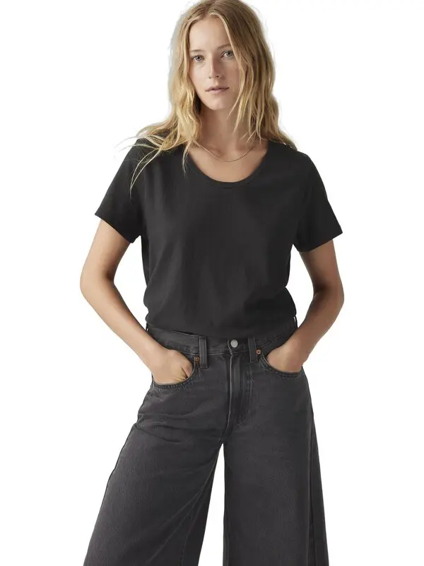 LEVI'S Bridget Cotton Linen Short Sleeve T-shirt - Anthracite Night
