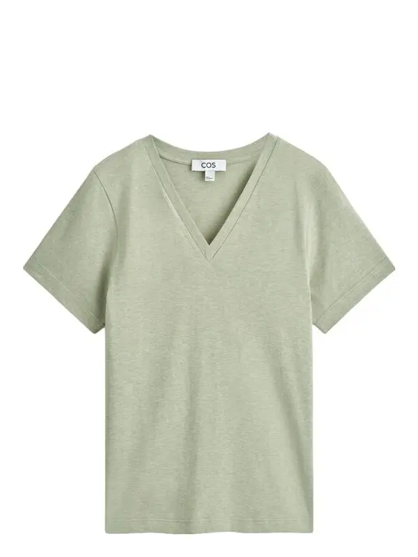 Cos Cotton V-neck T-shirt - Green