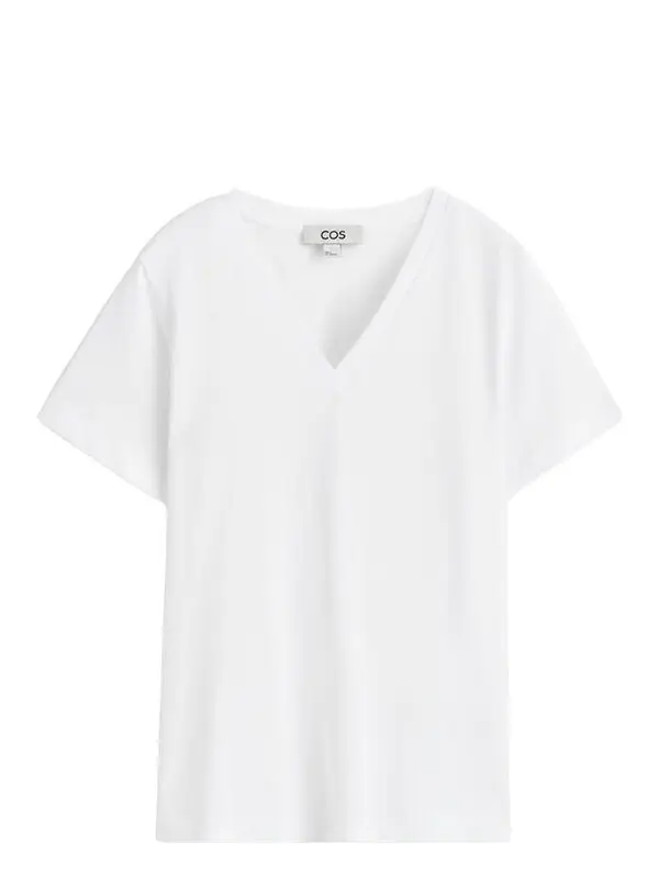 Cos Cotton V-neck T-shirt - White
