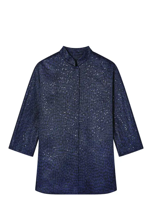 Giorgio Armani Viscose-blend Jacket With Sequins - Navy Blue