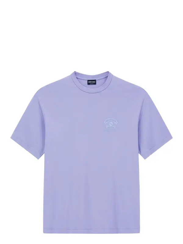 Giorgio Armani Cotton And Modal T-shirt With Embroidery - Purple