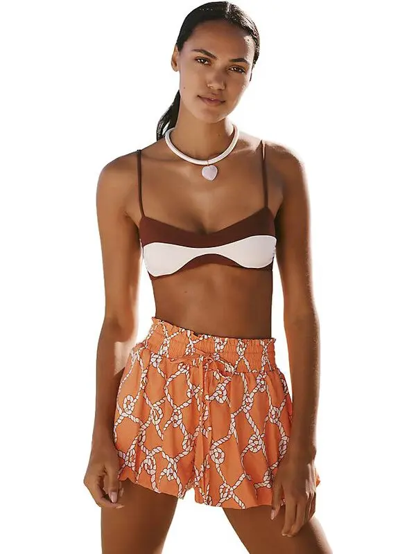CELANDINE Bubble Bloomer Shorts - Orange Pattern