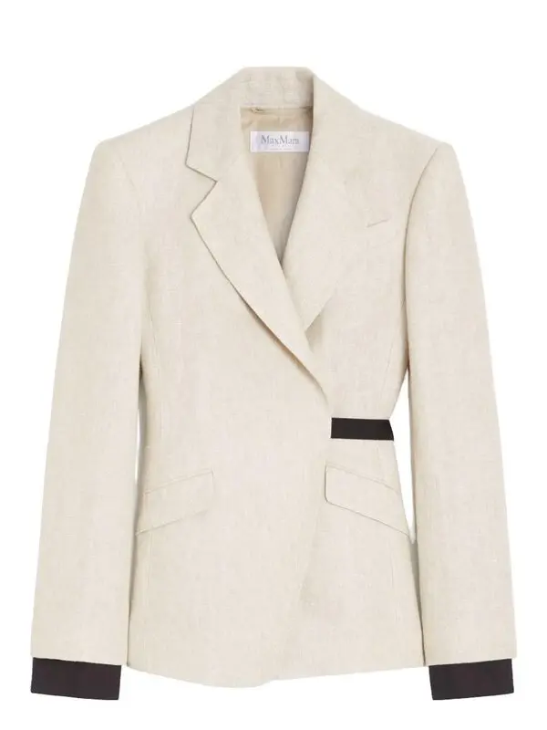 Max Mara Double-breasted Blazer In Linen Drill - Sand