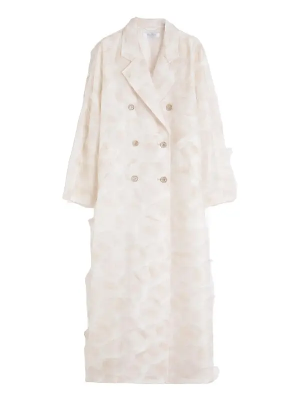 Max Mara Fil Coupé Jacquard Overcoat - Sand