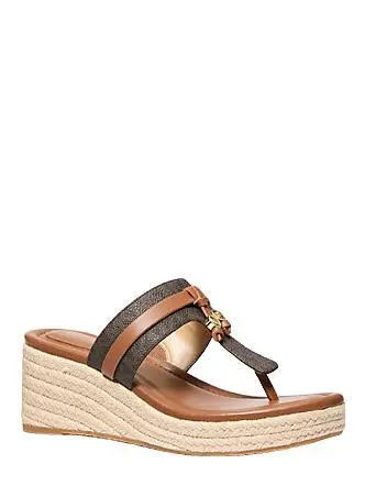 Michael Kors Zoe Logo Wedge Sandal - Brown