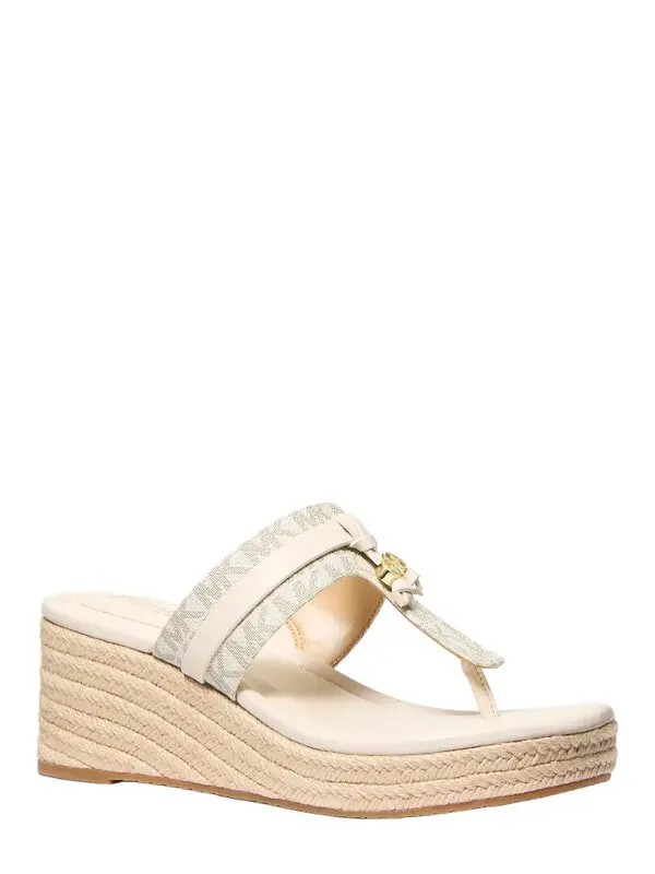 Michael Kors Zoe Logo Wedge Sandal - Natural