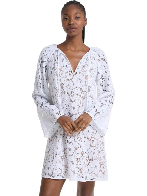 Michael Kors Corded Floral Lace Dress - White