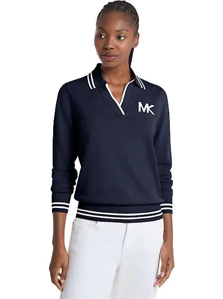 Michael Kors Cotton-blend Polo Sweater - Blue