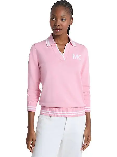 Michael Kors Cotton-blend Polo Sweater - Pink