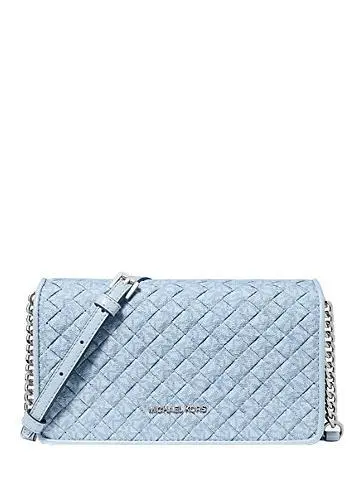 Michael Kors Jet Set Travel Woven Signature Logo Crossbody Bag - Blue