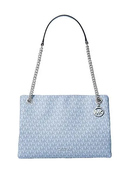 Michael Kors Christina Medium Signature Logo Shoulder Bag - Blue