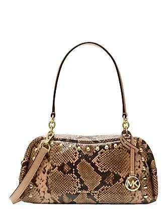 Michael Kors Cecily Small Studded Snake Embossed Shoulder Bag - Brown