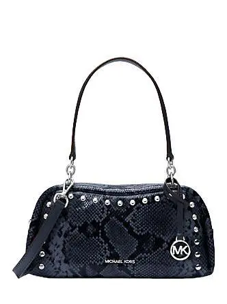 Michael Kors Cecily Small Studded Snake Embossed Shoulder Bag - Blue