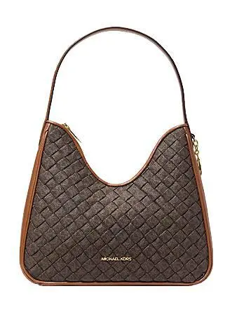 Michael Kors Nayla Small Woven Signature Logo Hobo Shoulder Bag - Brown