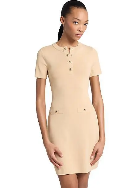 Michael Kors Viscose Blend Mini Dress - Natural