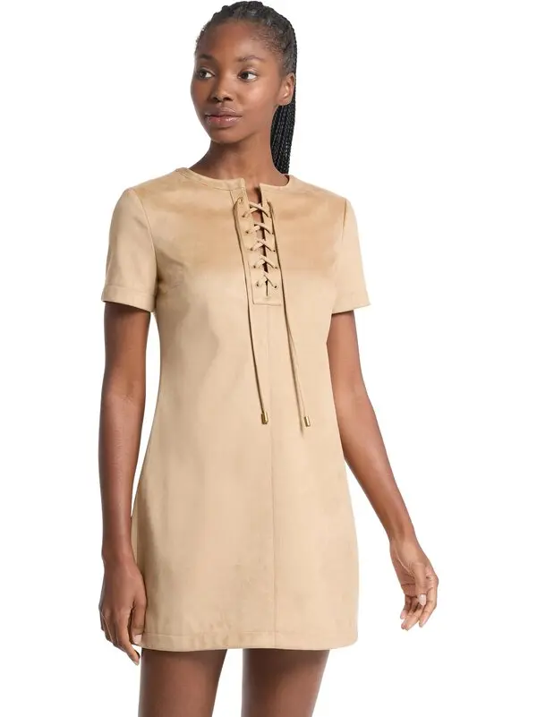 Michael Kors Lace-up Mini Dress - Natural