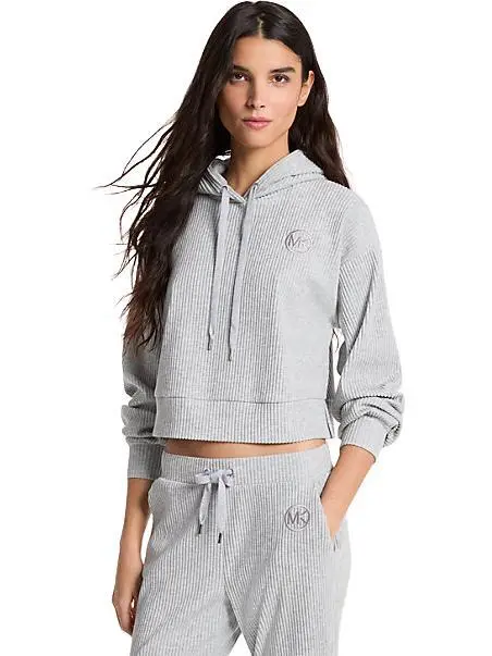 Michael Kors Ribbed Knit Hoodie - Grey
