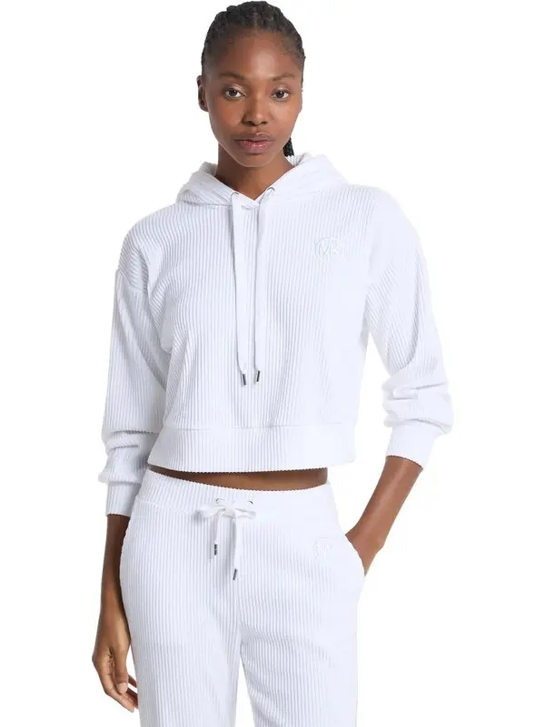 Michael Kors Ribbed Knit Hoodie - White