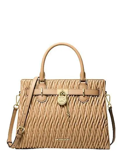 Michael Kors Hamilton Medium Matelassé Satchel - Brown