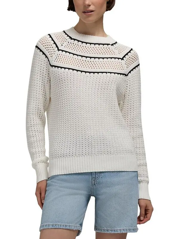 Hunter Pointelle Knit Sweater - Snow- White