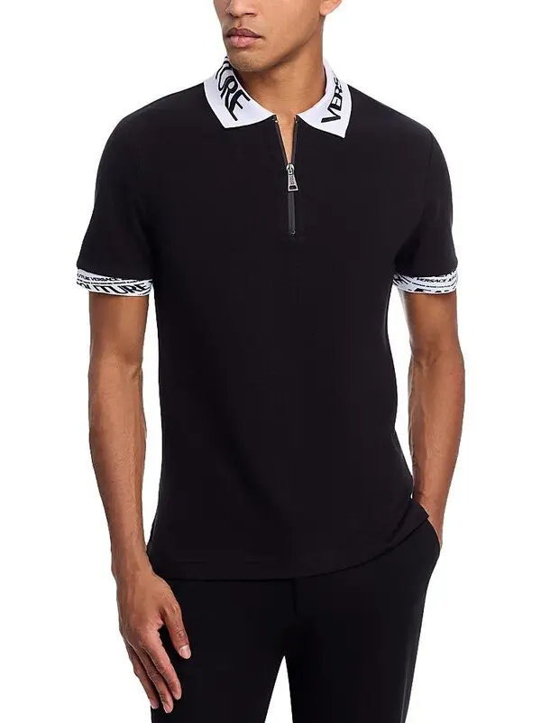Versace Cotton Piquet Polo - Black