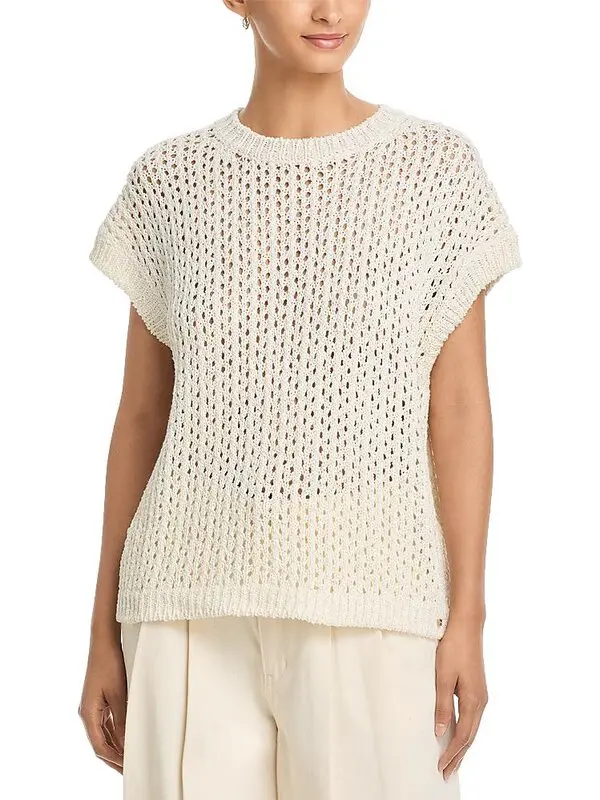 Herno Openwork Short Sleeve Sweater - Off White