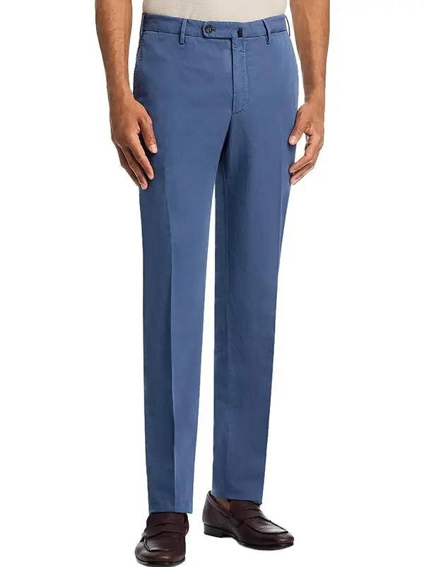 SLOWEAR Incotex Regular Fit Linen & Cotton Chinolino Pants - Blue