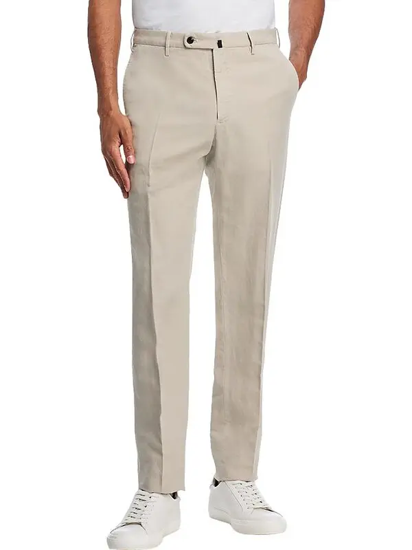 SLOWEAR Incotex Regular Fit Linen & Cotton Chinolino Pants - Light Grey