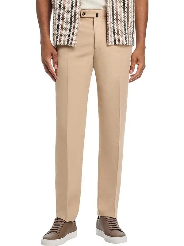 SLOWEAR Incotex Regular Fit Linen & Cotton Chinolino Pants - Tan