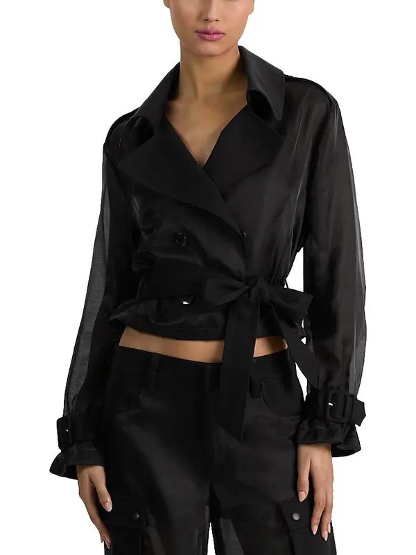 Alice + Olivia Keith Sheer Mixed Media Jacket - Black
