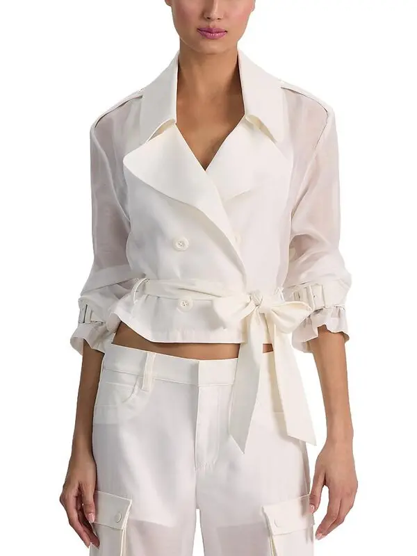 Alice + Olivia Sheer Mixed Media Jacket - Off White