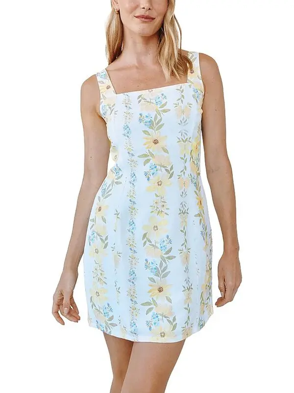Bella Dahl Fitted Smocked Back Mini Dress - Wildflower Stripes