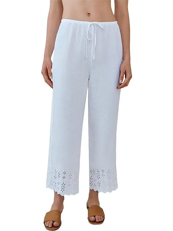 Bella Dahl Embroidered Crop Pants - White