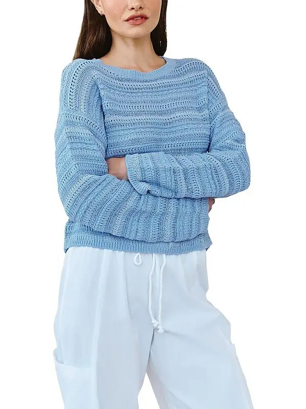 Bella Dahl Textured Crewneck Sweater - Sea Breeze
