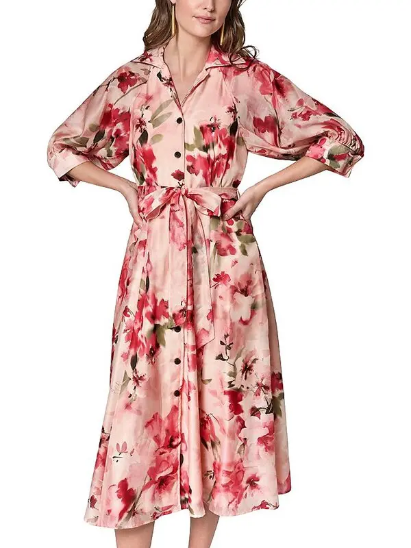 Donna Karan New York Floral Print Midi Dress - Geranium Multi